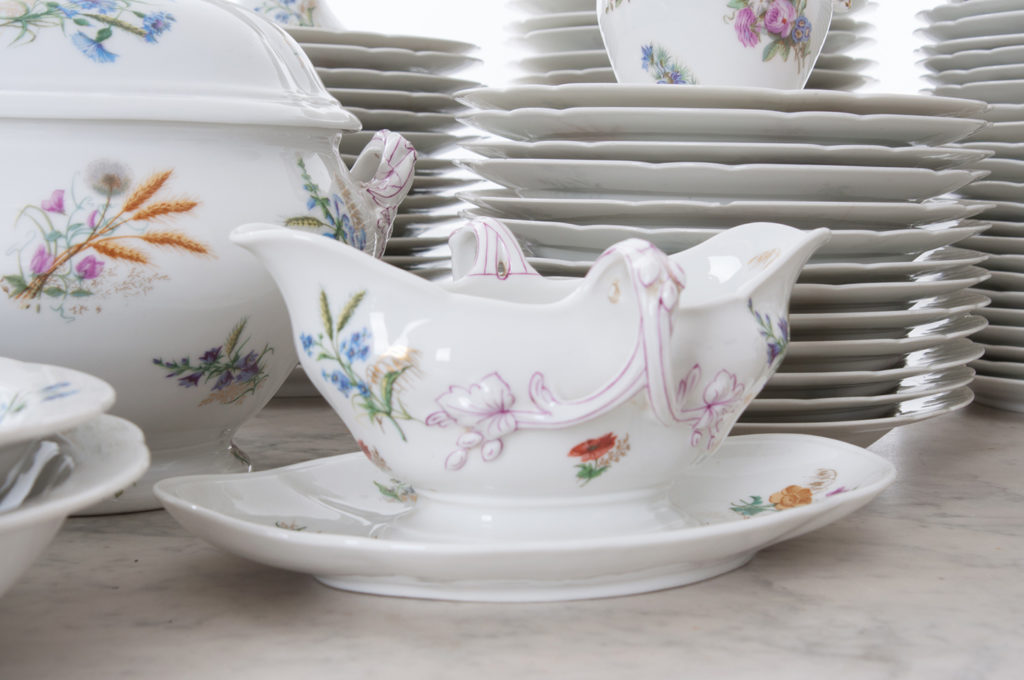 French 19th Century 102-Piece Floral Dinner Service - Fireside Antiques