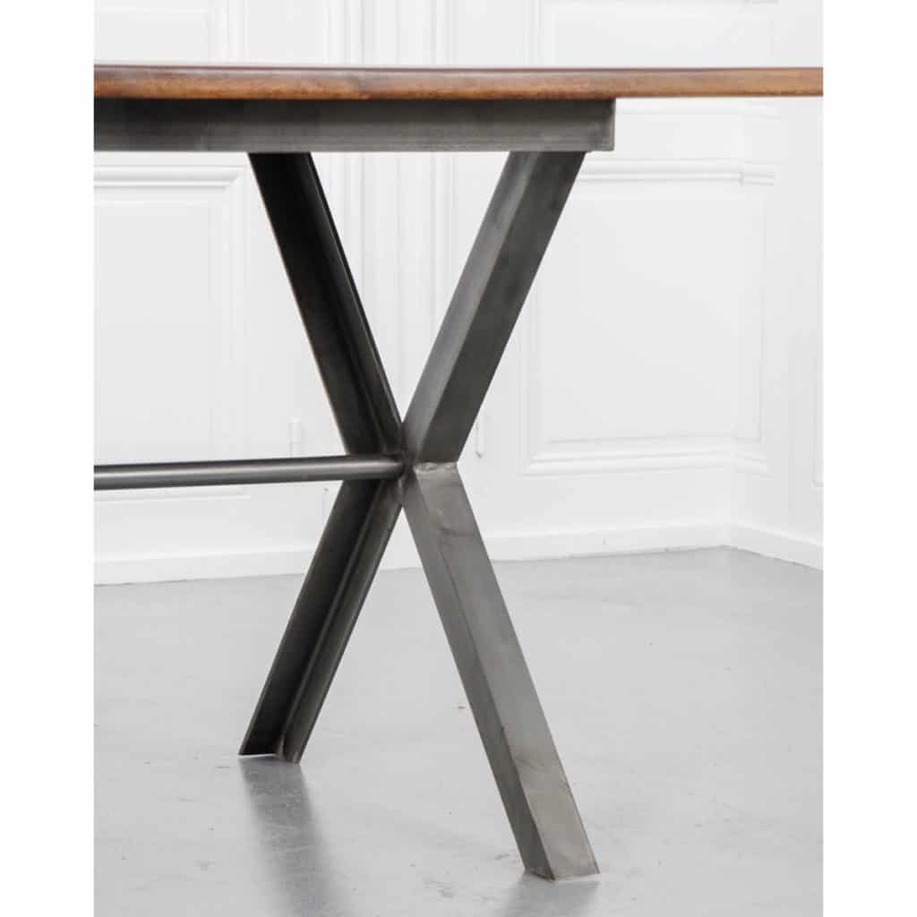 Walnut & Iron X-Base Dining Table Fireside Antiques